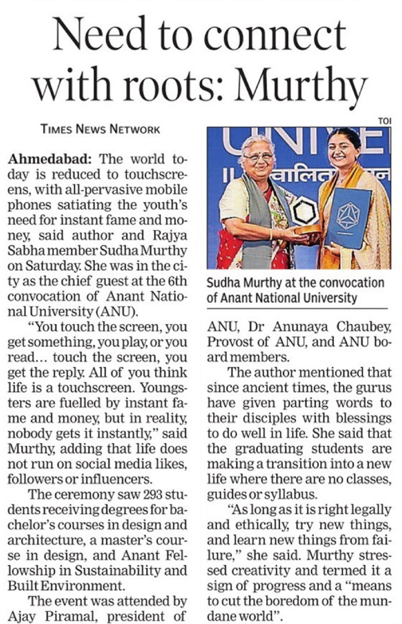 The Times Of India_Anant National University Hosts the 6th Convocation ...